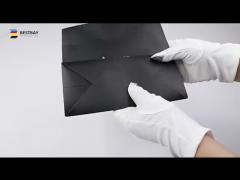 Printed Paper Bags with Hot Foil Stamping , Custom Black Printed Paper Bags with Handles