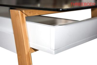 China Glass Top Modern Office Table Computer Home Office Desk 46 X 24 X 6.8 Inches for sale