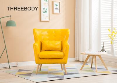 China Living Room Fabric Wooden Sofa Ming Yellow Colour With High Density Sponge for sale