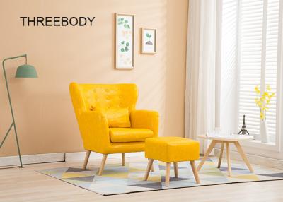 China Living Room Fabric Wooden Sofa Ming Yellow Colour With High Density Sponge for sale