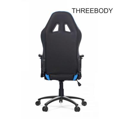 China Swivel Black And Blue Leather Gaming Chair With Lumbar Support System for sale