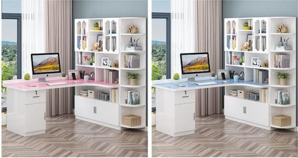 Quality Chi Weng Solid Wood Computer Desktop Writing Desk Bookshelf Combination for sale