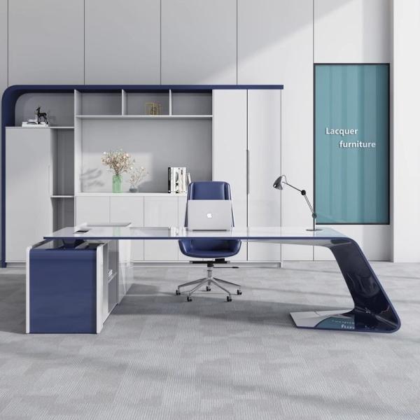 Quality Lacquer Furniture Simple, Modern And Elegant Painted Boss Desk, Fashionable CEO, Executive & Boss Desk for sale