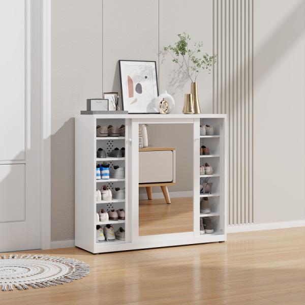 Quality Large-Capacity Steel Shoe Storage Cabinet With Mirror Sliding Door For Home Entrance, Home Exterior Door, Elevator Aisle for sale