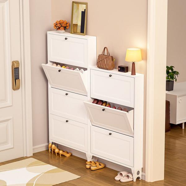 Quality Flip-Type wall mounted Space-Saving Steel Ultra-Thin Shoe Storage Cabinet For Home Entrance, Exterior Door, Aisle for sale