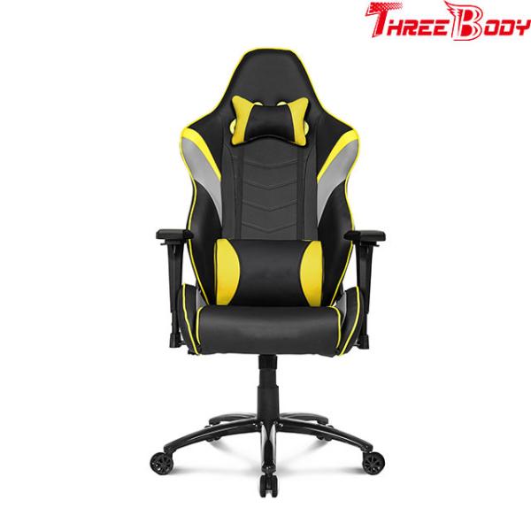 Quality Black And Yellow Gaming Chair , Adjustable Computer Gaming Desk Chair for sale