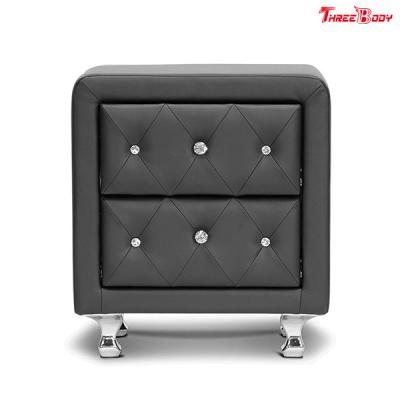 China Crystal Tufted Upholstered Contemporary Bedroom Furniture Faux Leather OdernNightstand for sale