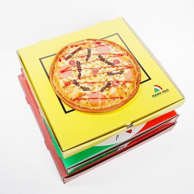 China Custom Design Various Size Eco Friendly Black Pizza Box Kraft Corrugated Paper Packaging Bulk Slice Pizza Box for sale