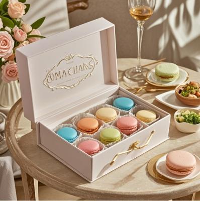 China Luxury factory custom logo foldable cardboard magnetic macaron donut paper packaging box macaron gift box for sale