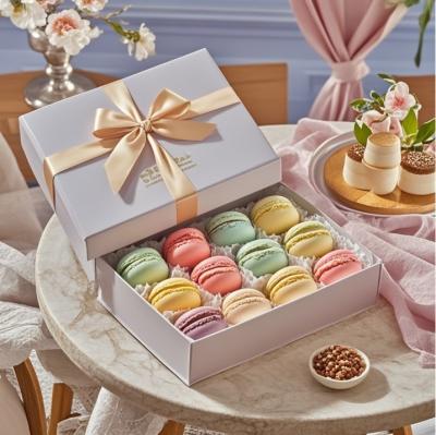 China Free design custom logo macaron cookies candy cardboard paper packaging box luxurious custom macaron gift box for sale