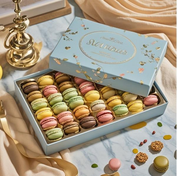 Quality Luxury customized logo food grade macaron paper packaging box macaron cookie for sale