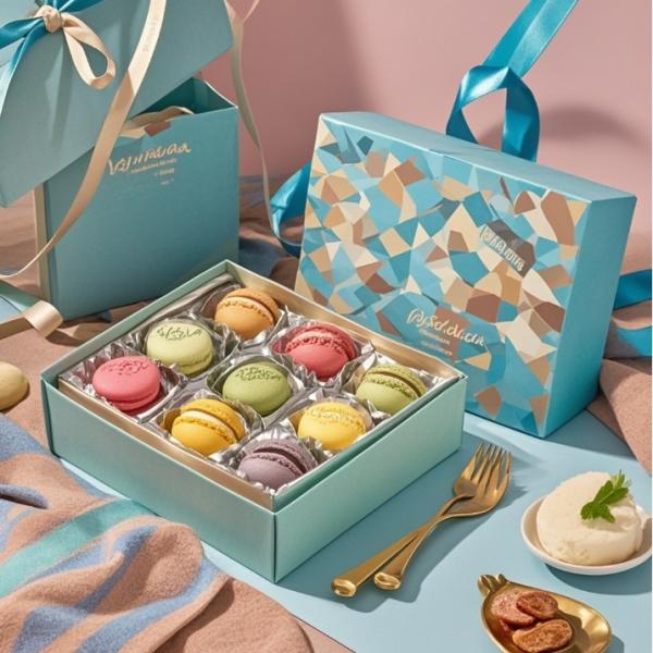 Quality Luxury customized logo food grade macaron paper packaging box macaron cookie for sale