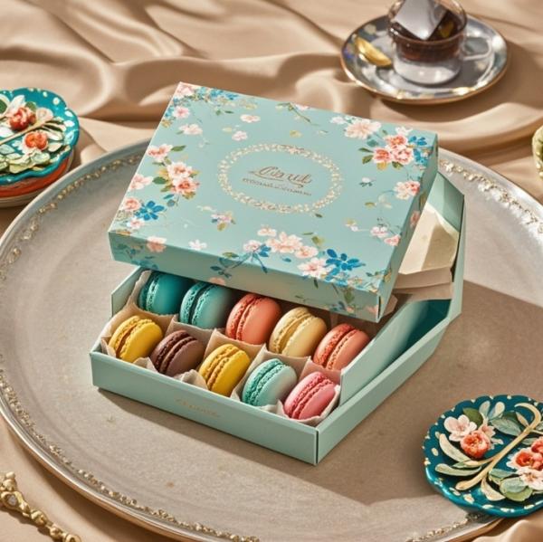 Quality Luxury customized logo food grade macaron paper packaging box macaron cookie for sale