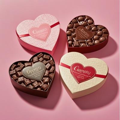 China Valentine's Day Wholesale Customized Logo Chocolate Truffle Paper Packaging Gift Box Chocolate Box with Ribbon for sale