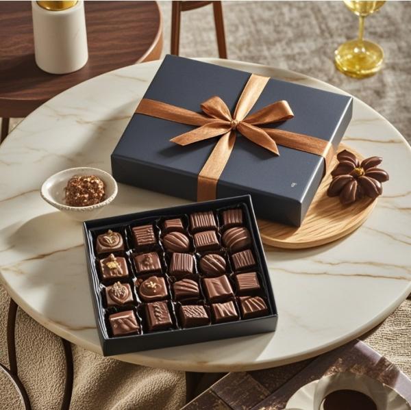 Quality Wholesale Customized Luxury logo Chocolate Truffle Kraft Paper Packaging Box Chocolate Gift Box for sale