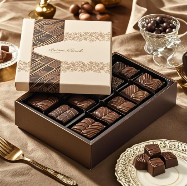 Quality Luxury Customized Logo Kraft Paper Magnetic Chocolate Truffle Packaging Box Chocolate Gift Box Ribbon for sale