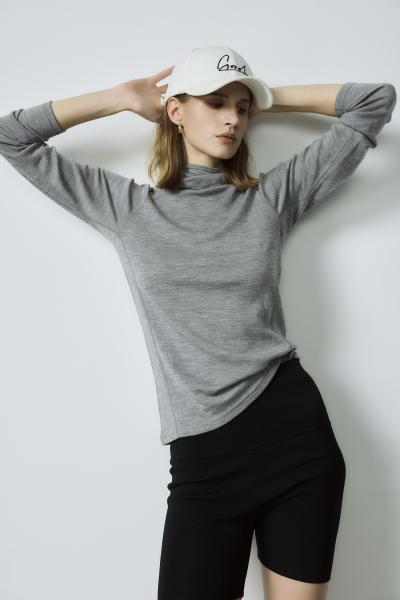 Quality Custom Wool Base Layer 100% Pure Hooded Balaclava Wool Long Sleeve Top for sale