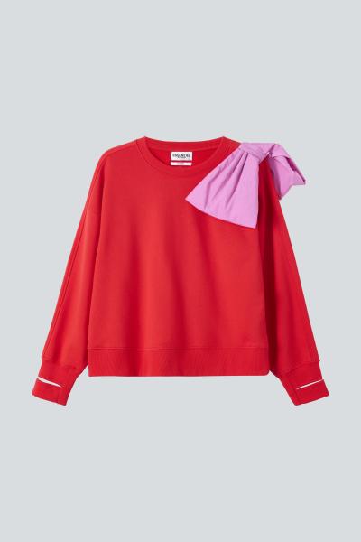 Quality Vibrant Red Cotton Fleece Sweatshirt for Women for sale