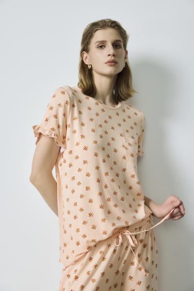 Quality Custom 100% Silk Micro Floral Print Pajama Set for sale