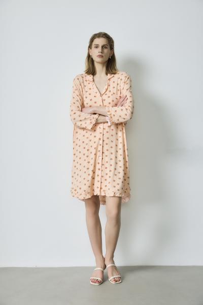 Quality 6A 19mm Mulberry Silk Floral Print Midi Length Sleep Shirt Dress for sale