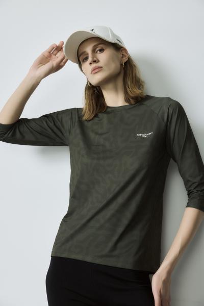 Quality Biking Olive Green  Basic Shirts Womens 3 4 Sleeve Raglan T Shirt for sale