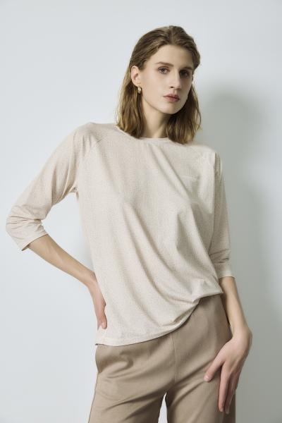 Quality Micro Ladies Plain T Shirts Neutral Beige Casual Raglan 3 4 Sleeve Tee Customization for sale