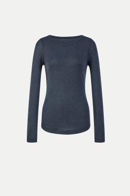 China Charcoal Black Wool Base Layer Slim Fit Crew Neck Long Sleeve Top  Customized Color for sale