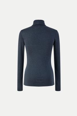 China High Breathability Merino Wool Underwear Womens Heathered Slate Blue Turtleneck Base Layer for sale