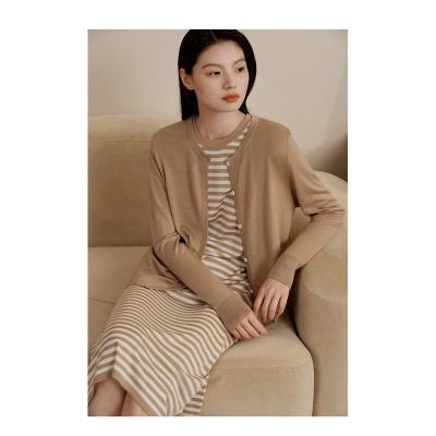 China Wool & Mulberry Silk Blend Cardigan - Women's Soft Knit Open-Front Sweater for sale