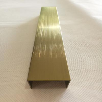 China Brushed Finish Gold Stainless Steel Angle U Shape Trim 201 304 316 wall ceiling frame for sale