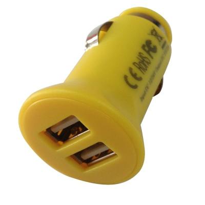 Cina Mini doppia porta gialla portatile dei caricatori dell'automobile di USB per il PC della compressa in vendita
