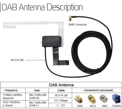 Cina Yetnorson DAB Antenna esterna auto DAB interna DVB DMB Antenna TV attiva in vendita