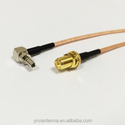 Cina 6 pollici RG316 Cable Coaxial Jumper F Femmina a CRC9 Maschio Connettore di adattatore RF ad angolo destro in vendita