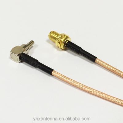 Cina 6 pollici RG316 Cable Coaxial Jumper F Femmina a CRC9 Maschio Connettore di adattatore RF ad angolo destro in vendita
