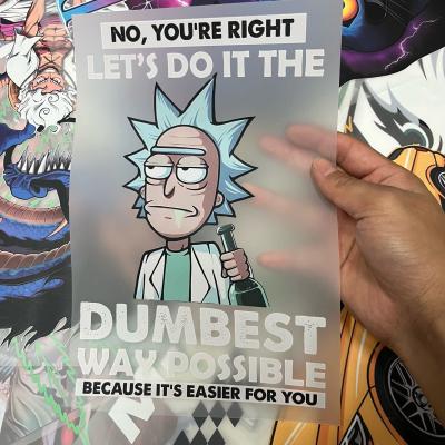 China Wholesale Custom Rick Sanchez Design DTF Stickers Ready To Press Heat Transfer Printing For T Shirts Clothing Fast Worldwide Shipping for sale