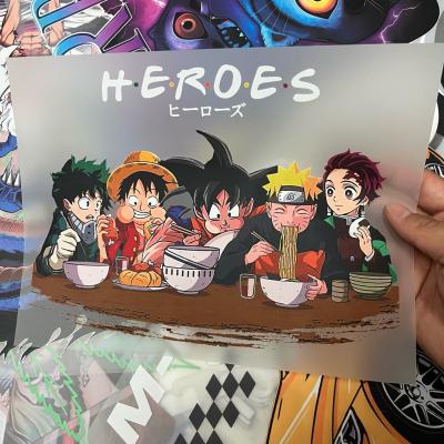 China Anime Mixed Heroes Izuku Midoriya Monkey D Luffy Sun Wukong Naruto Uzumaki Kamado Tanjiro High Quality Custom Logo Sticker – Vinyl Film Dtf Print Heat Transfers Ready To Press Iron On For Clothes for sale