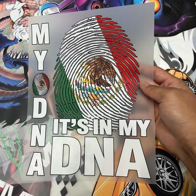 China It's in My DNA Mexico Flag Fingerprint Custom DTF Transfers – Ready to Press Iron on Heat Press Sticker, High Quality Digital Printing Label for Apparel for sale