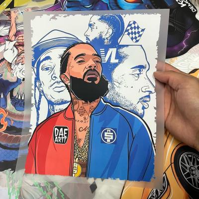 China Nipsey Hussle Cartoon DTF Transfer – Custom Heat Press Ready Logo Iron On Sticker, Factory Direct For Garment Prints for sale