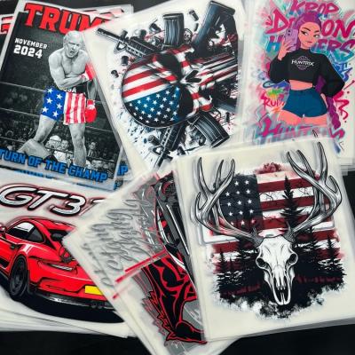 China Custom Digital Transfer, Large Size DTF Heat Press Sticker With PET Material, Iron On Label For Garment Printing, DIY Logo for sale
