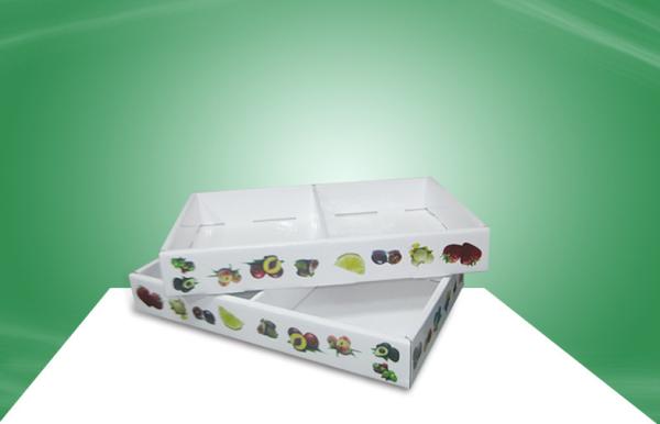 Bright Printing Costom Fruit PDQ Trays Countertop Display With Two Columns