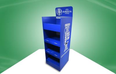 Four Shelves POS Cardboard Displays Blue Assembly Floor Display Stands