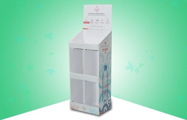 Quality Bottle Pure Water Corrugated Cardboard Floor Display Stands With Strong Design for sale