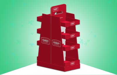 China Red POS Cardboard Advertising Displays 2 Sided Four Shelf Large Space Stable for sale