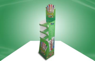 China Recycled Cardboard Free Standing Display Unit With Three Shelf Promoting Snacks for sale