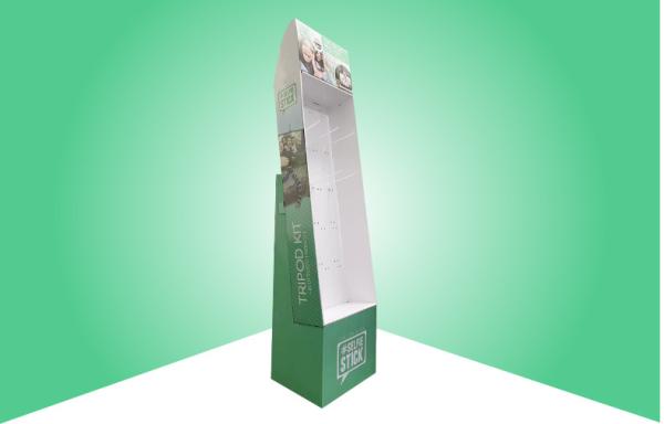 Custom POS Cardboard Floor Display With Plastic Pegs Mix Presenting Different Items