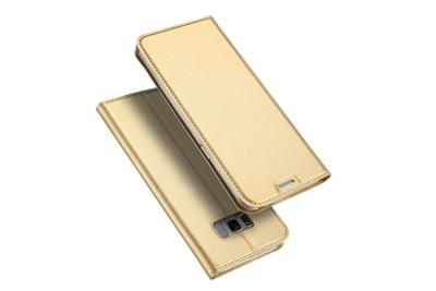 China Gold PU Leather Samsung Galaxy S8 Phone Covers Magnetic With Card Pocket for sale