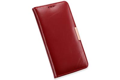 China Red Galaxy S8 Plus Leather Wallet Case Smooth With Card Pockets / Magnet for sale