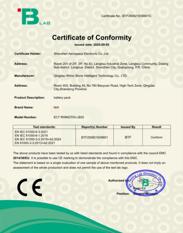 CE Certificate - Qingdao Rhino Stone Intelligent Technology Co., LTD
