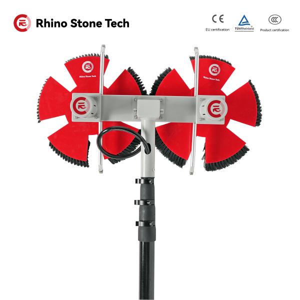 Quality CE Solar Panel Cleaning Brush Double Disc Rotating Brushes Red for sale