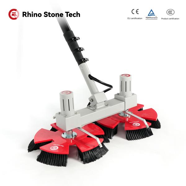 Quality CE Solar Panel Cleaning Brush Double Disc Rotating Brushes Red for sale